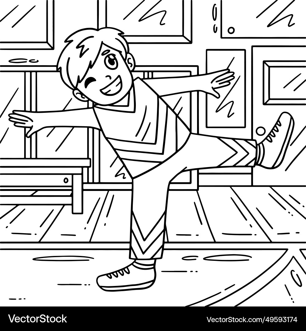 Cheerleading boy cheerleader stretching coloring Vector Image