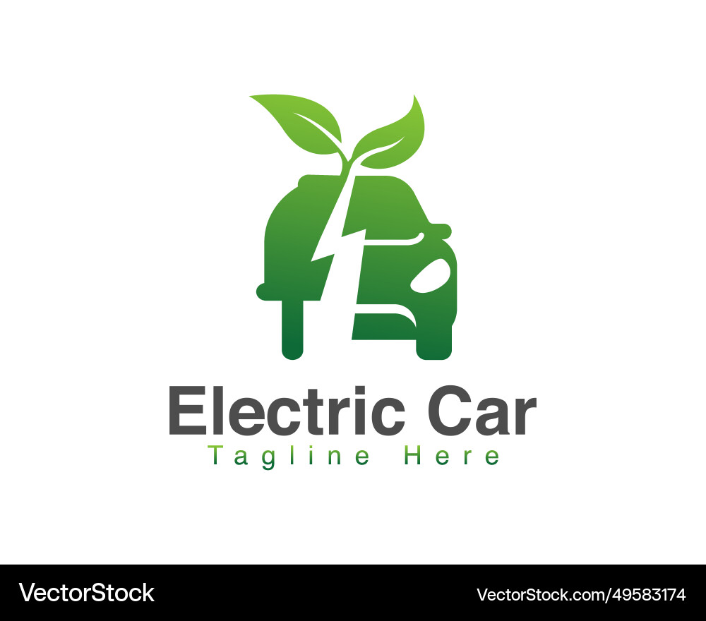 Eco friendly car with plug charging logo design Vector Image