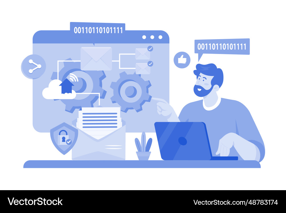 Email encryption ensures privacy and security Vector Image