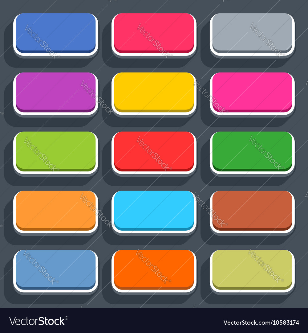 Flat blank web button rounded rectangle icon Vector Image