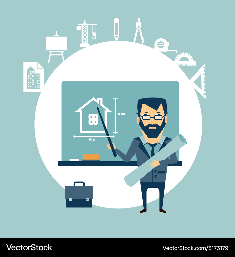 Architect teaches Royalty Free Vector Image - VectorStock