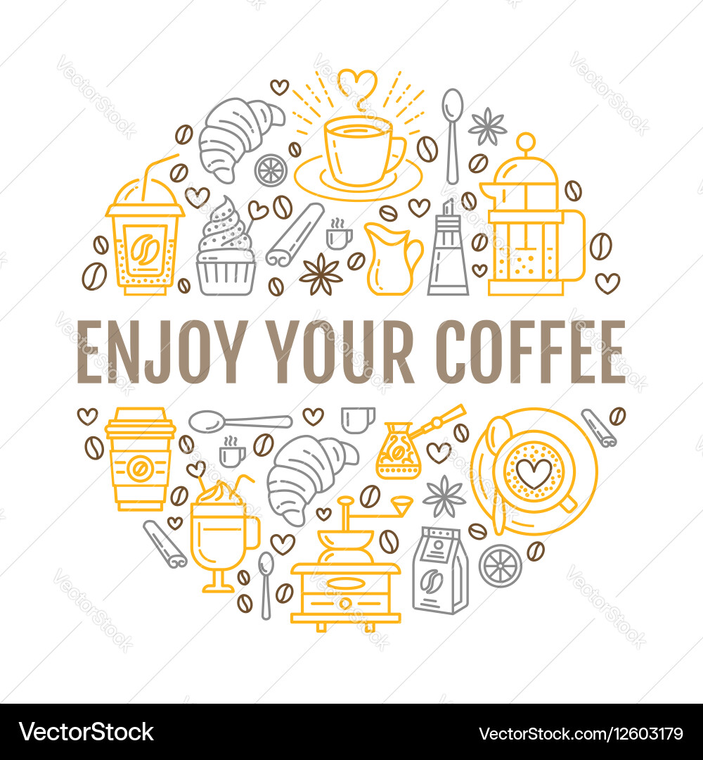 Coffee making poster template brewing line Vector Image