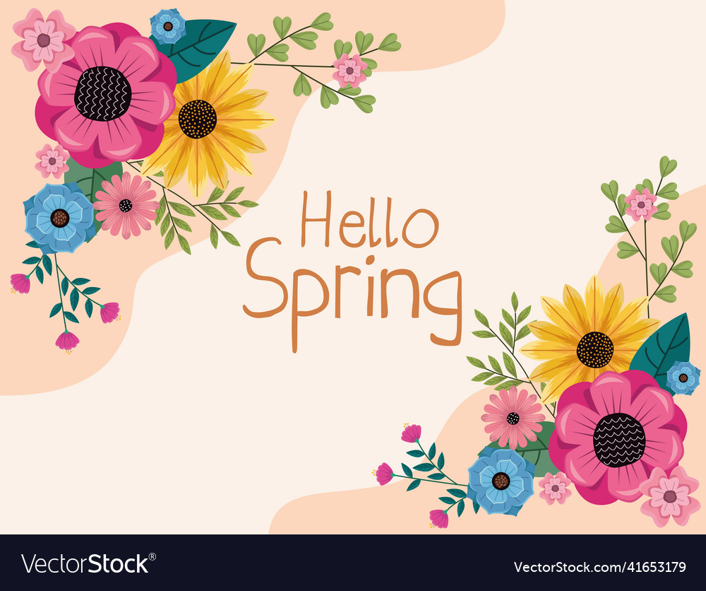 Hello spring postcard Royalty Free Vector Image