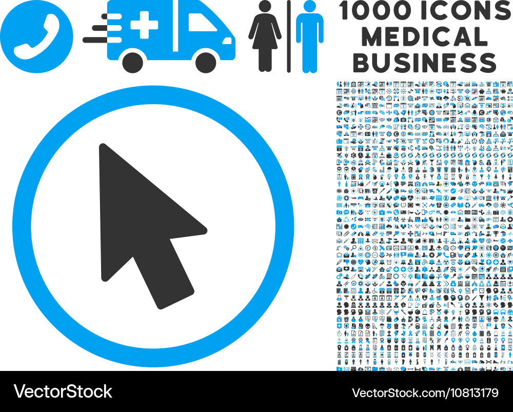 Mouse pointer icon with 1000 medical business Vector Image