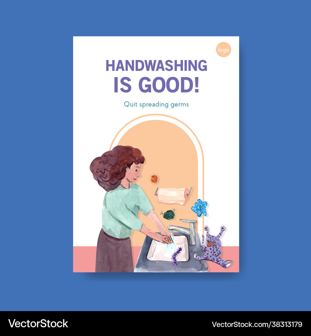 Poster template with global handwashing day Vector Image
