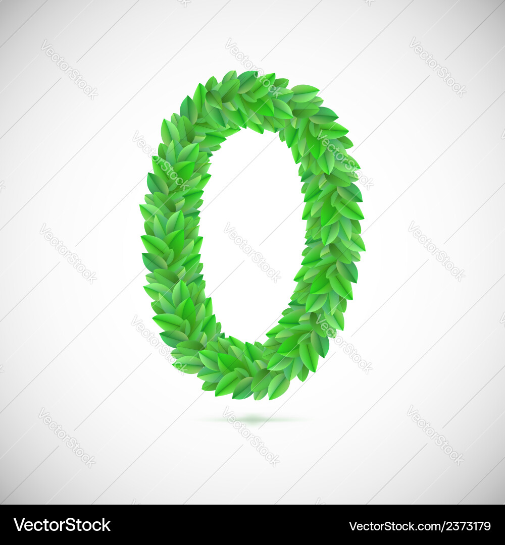 Zero figure made up green leaves Royalty Free Vector Image