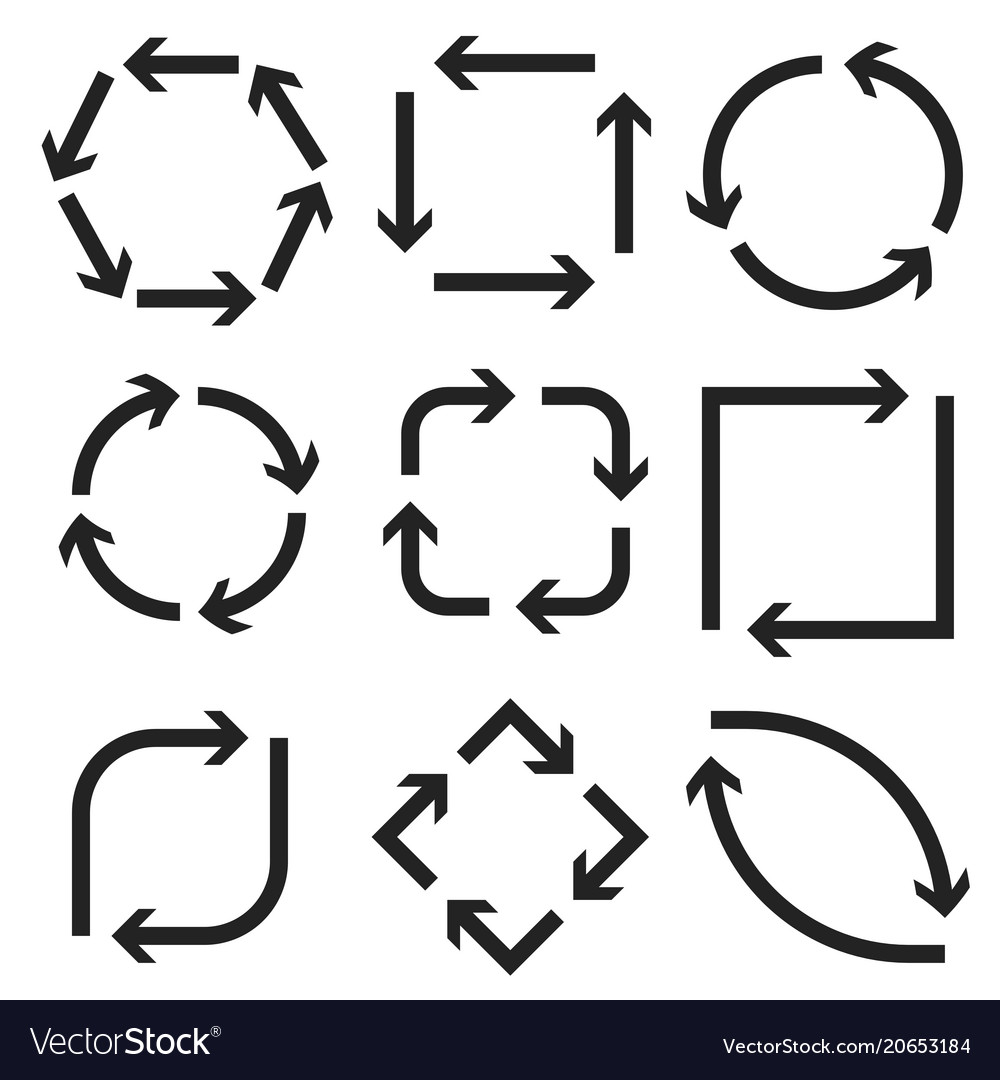 Arrows in circular motion round square oval Vector Image Arrows in circular motion round square oval Vector Image