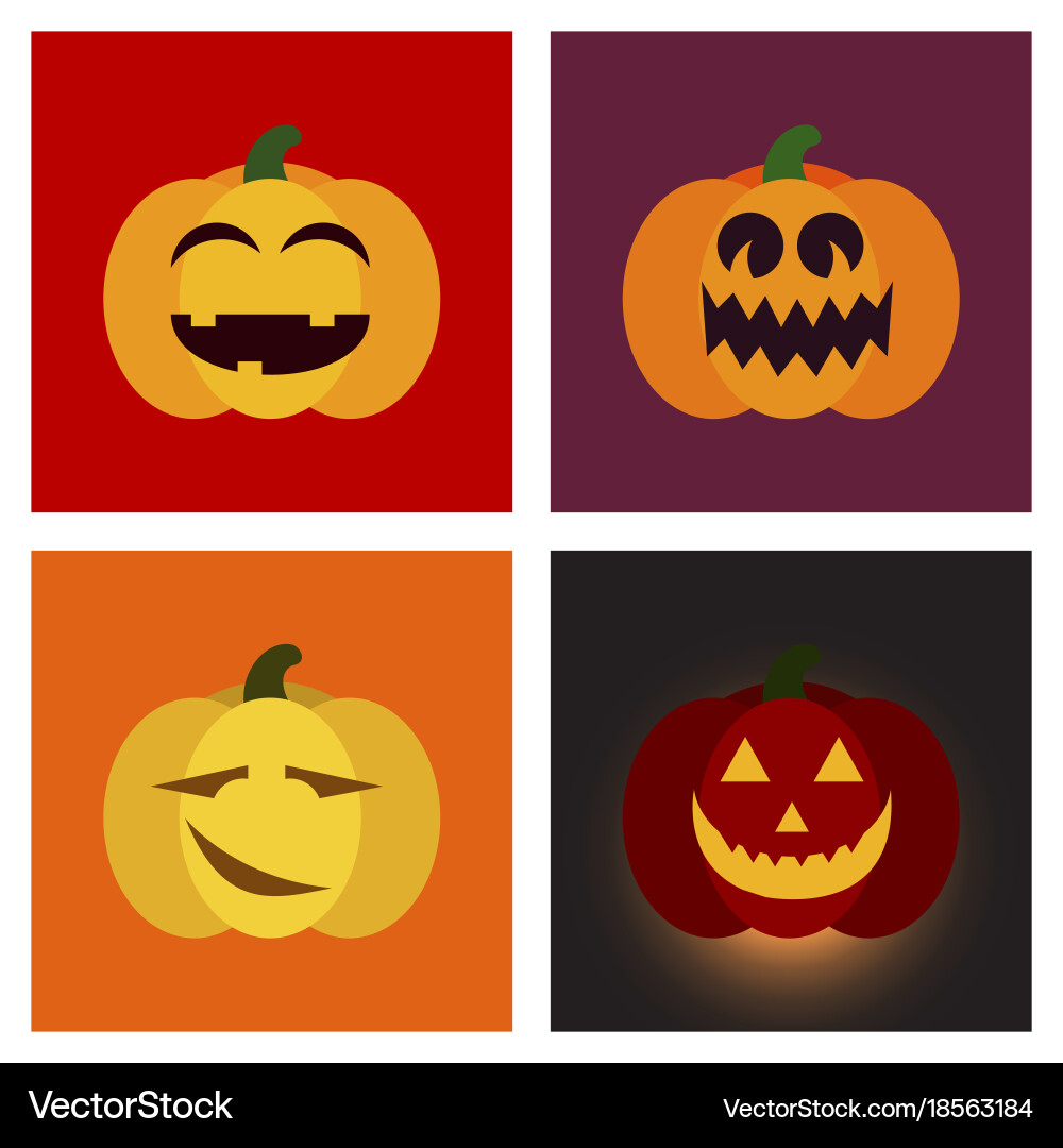 Assembly flat icons halloween emotion pumpkin Vector Image