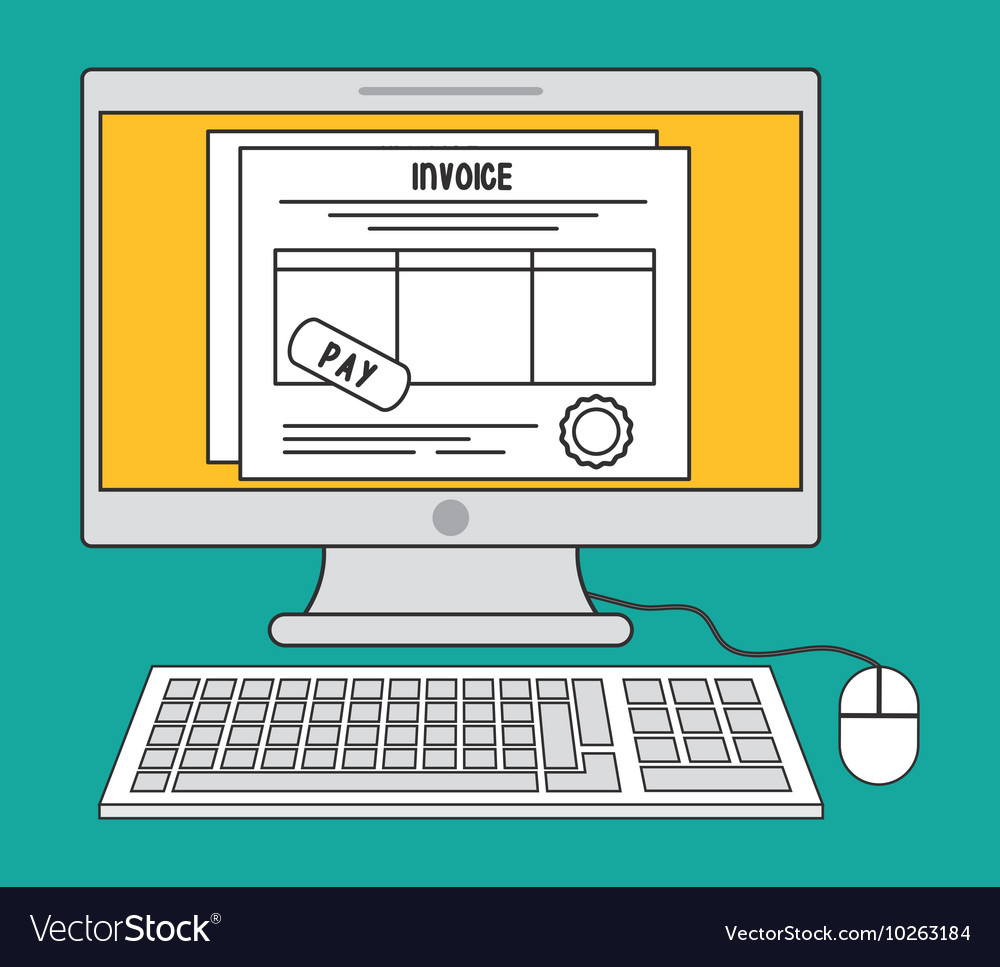 Computer document paper invoice payment icon Vector Image