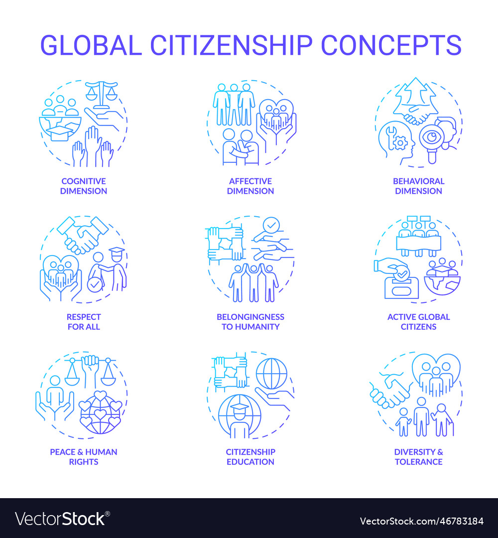Global citizenship blue gradient blue gradient Vector Image