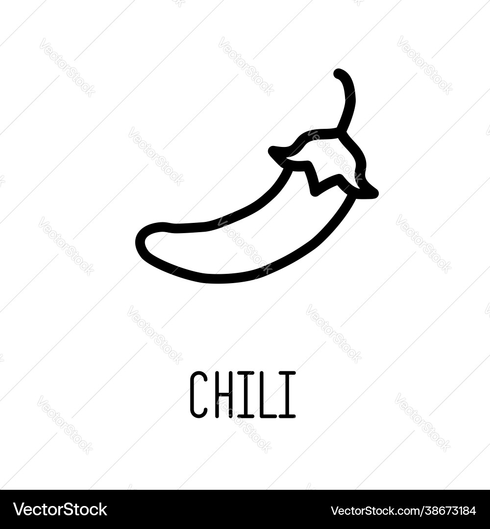 Hot chili pepper line icon Royalty Free Vector Image