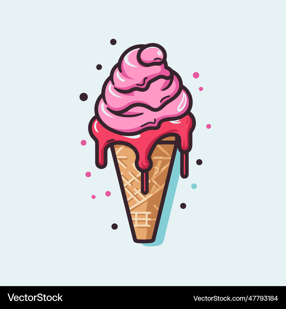 Ice cream hand-drawn comic ice cream doodle Vector Image