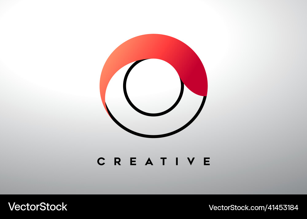 Letter o with black outline and red gradient Vector Image