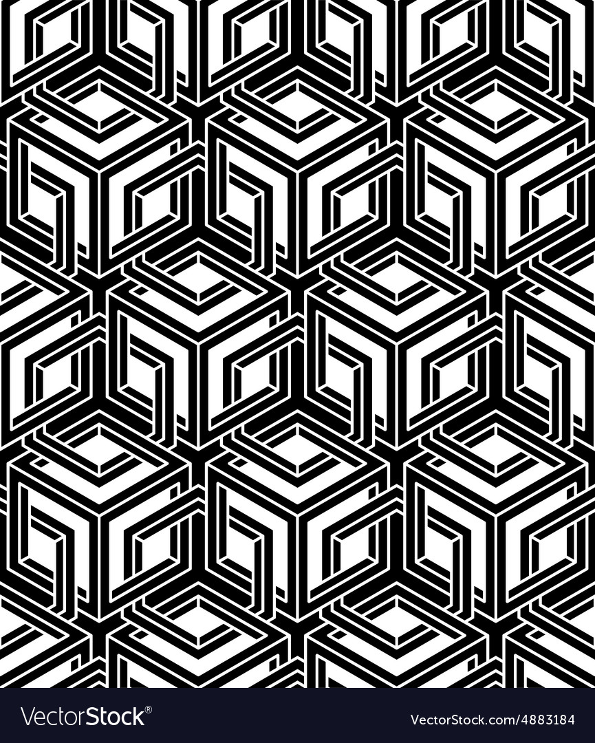 Monochrome Abstract Geometric Seamless Pattern Vector Image