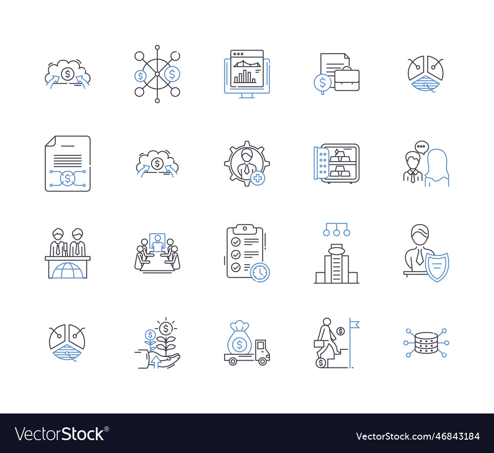 Resource Allocation Line Icons Collection Vector Image