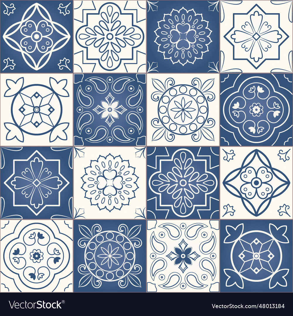 Seamless patchwork pattern from dark blue Vector Image