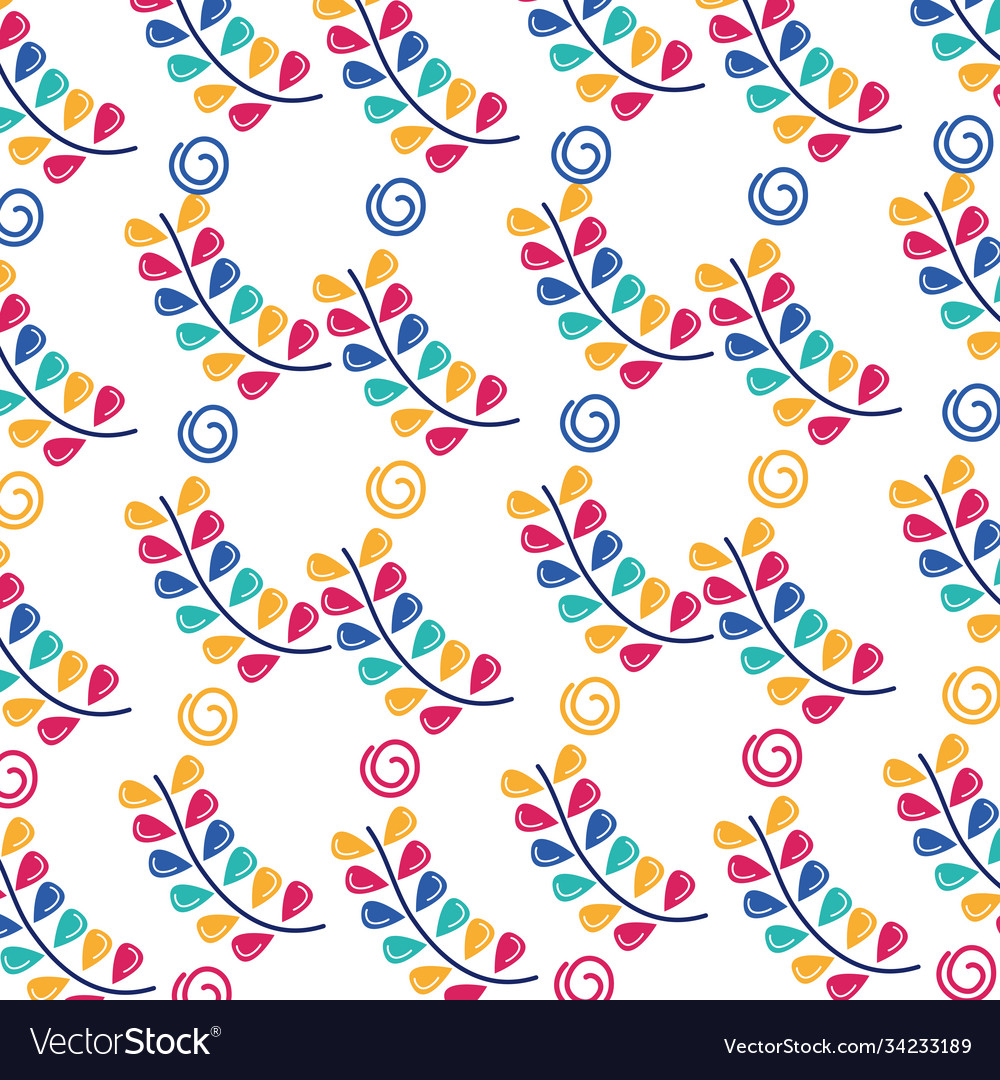 Branches with leafs pattern background Royalty Free Vector