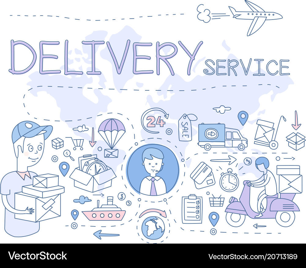 Delivery service concept icons in Royalty Free Vector Image