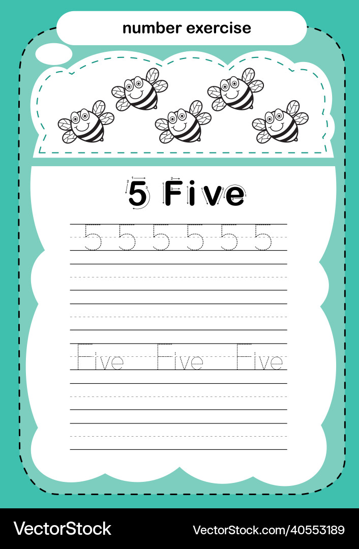 Number exercise with cartoon coloring book Vector Image