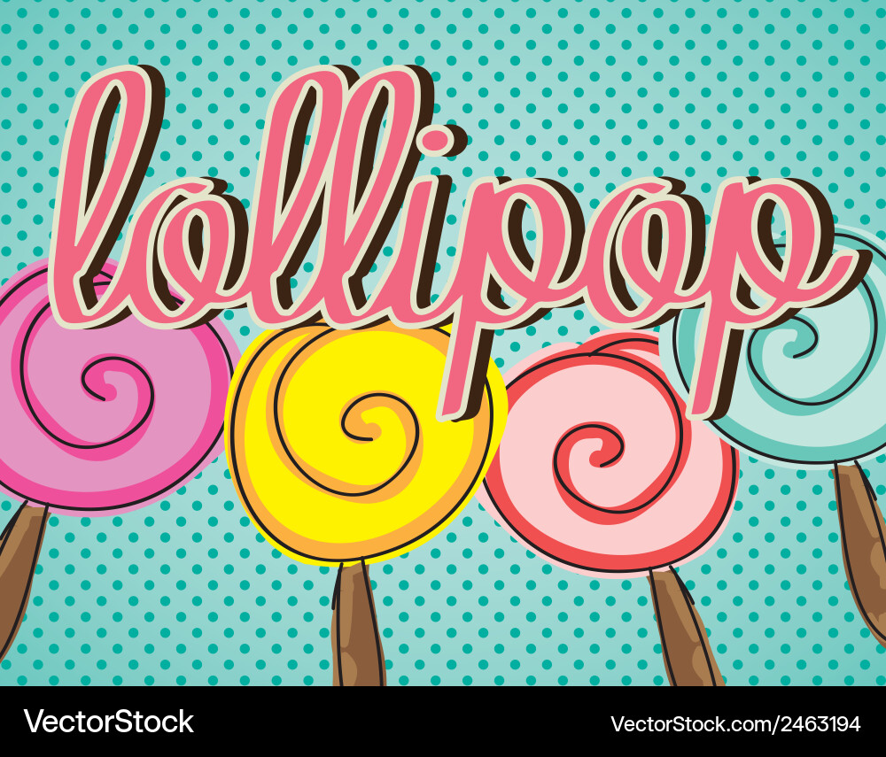 Four lollipop sweets set on vintage background Vector Image