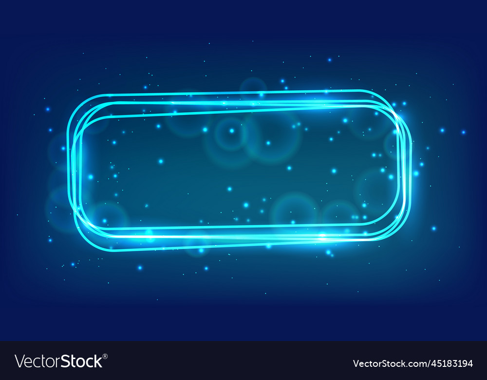 Neon rectangular frame with shining effects Vector Image
