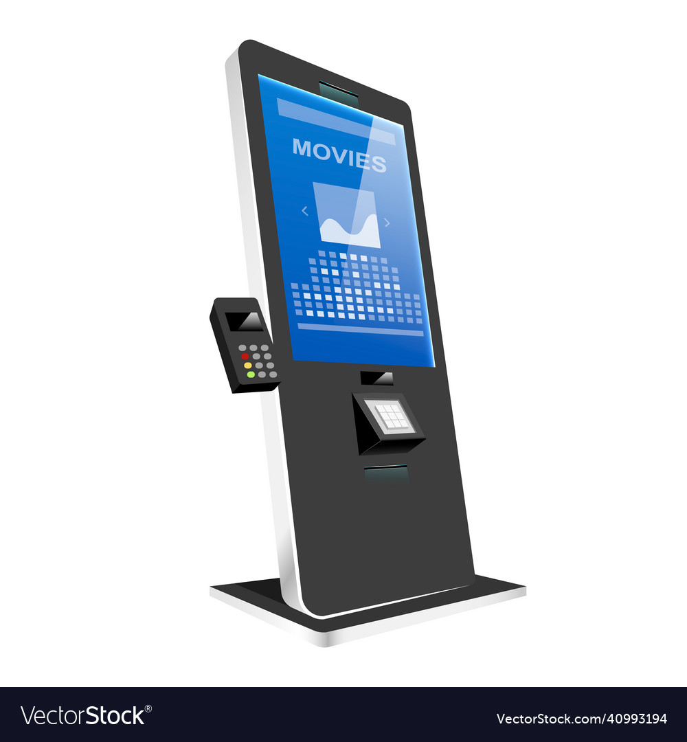 Tickets kiosk with terminal realistic cinema Vector Image