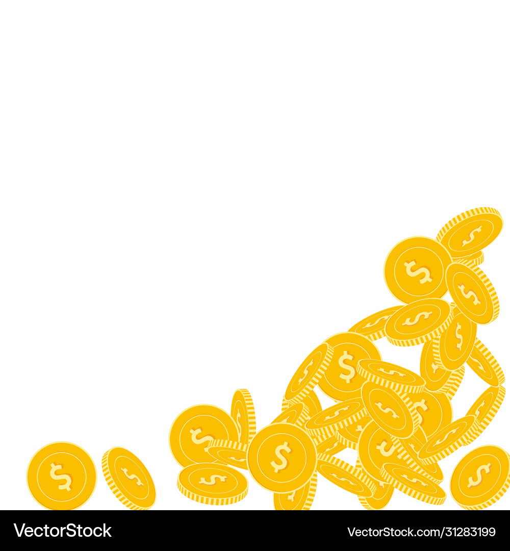 American dollar coins falling scattered big usd c Vector Image