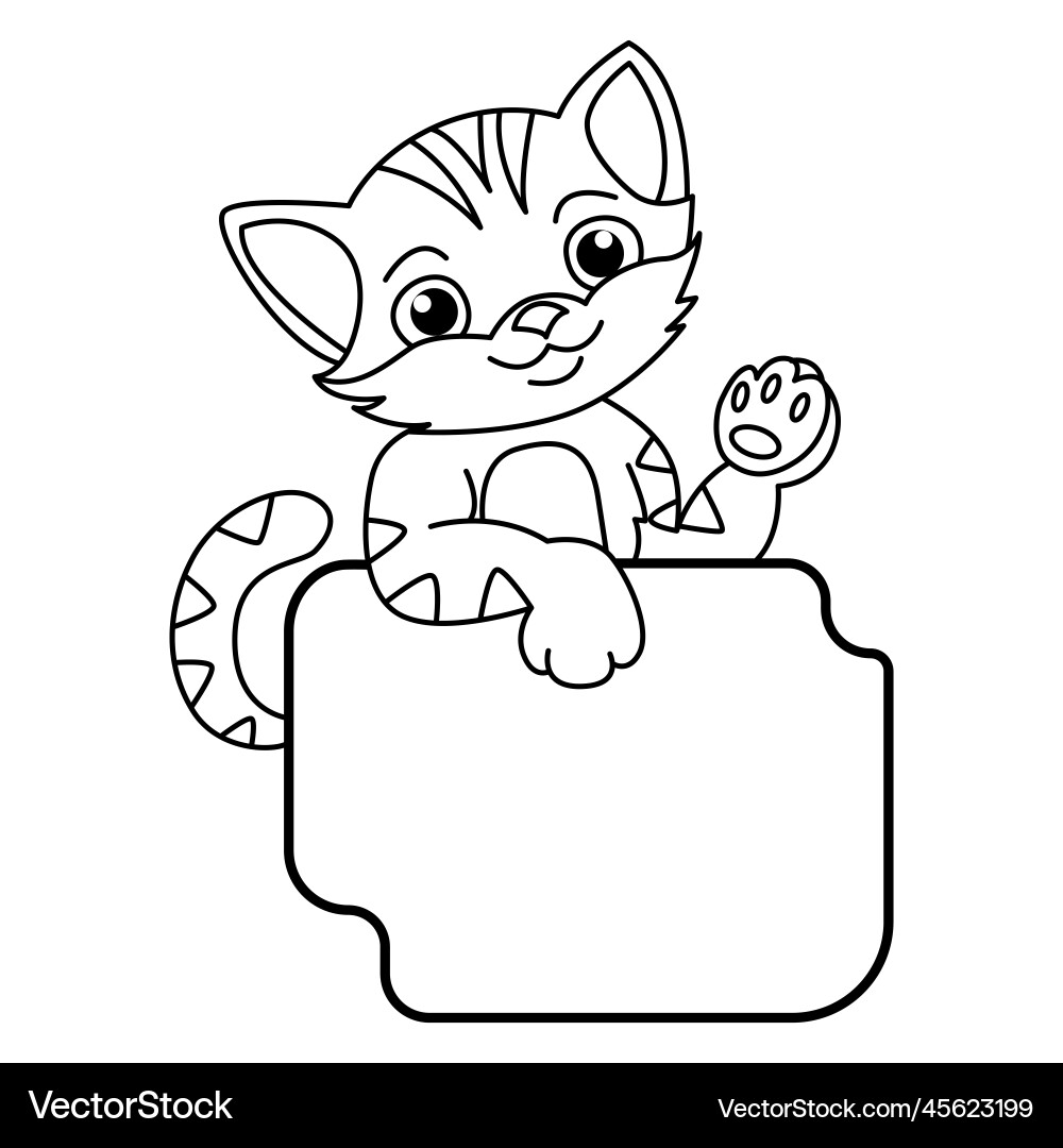 Board template with cute cat cartoon characters Vector Image