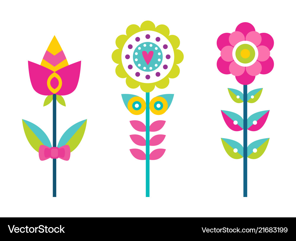 Bright creative flowers with colorful petals set Vector Image