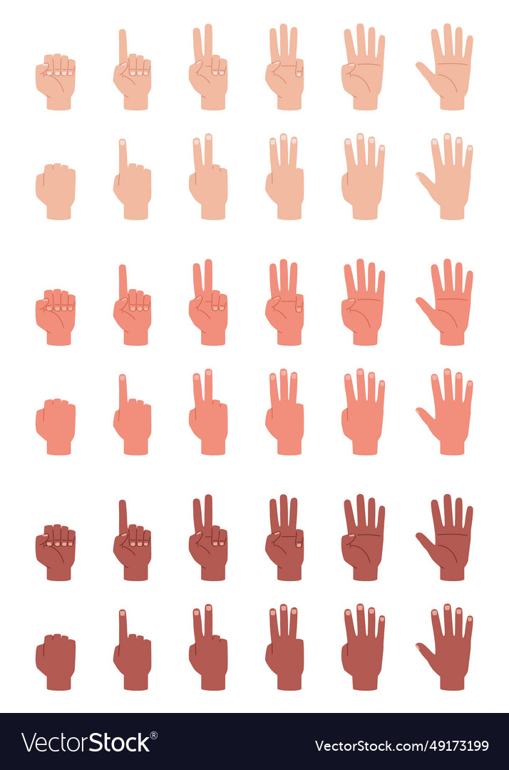 Hands counting gesture human with different Vector Image