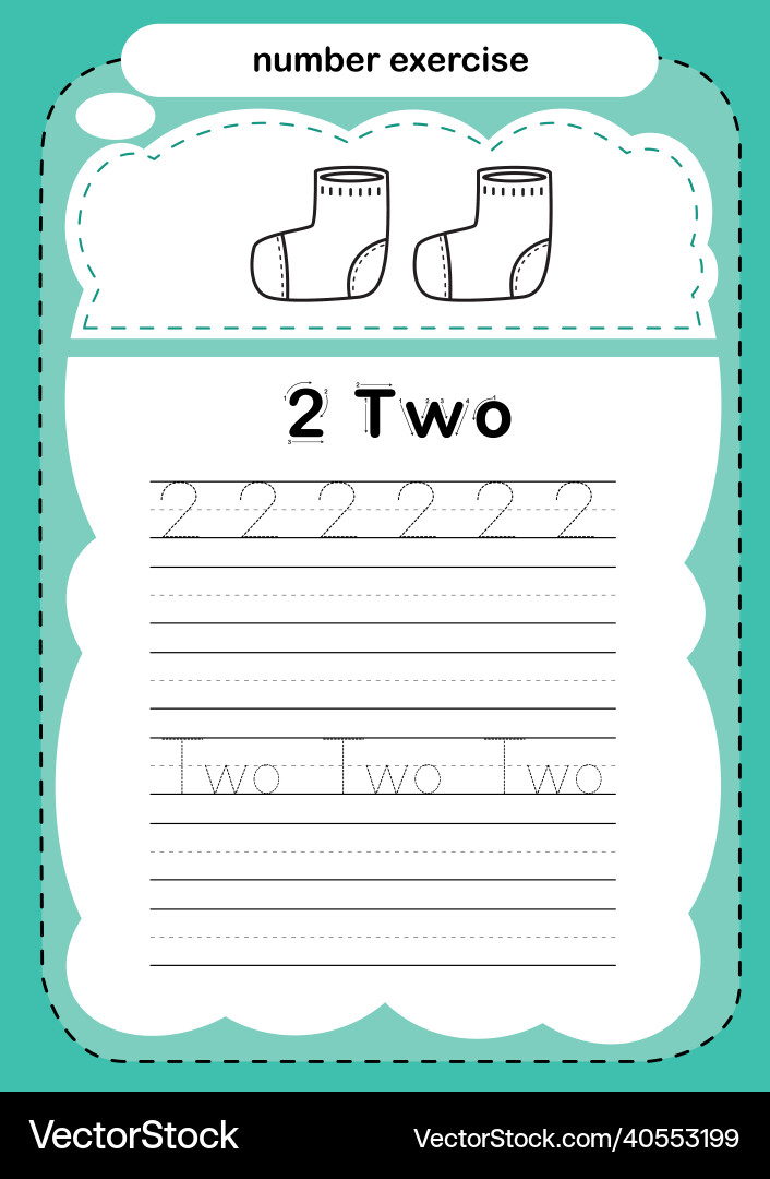 Number exercise with cartoon coloring book Vector Image