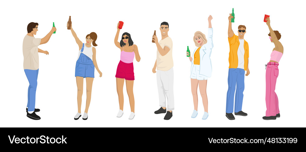 Party people set group celebration happy young Vector Image