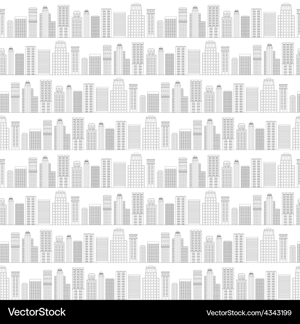 Seamless pattern of line skyscrapers black Vector Image