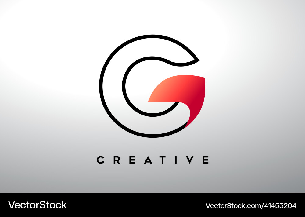 Letter g with black outline and red gradient Vector Image