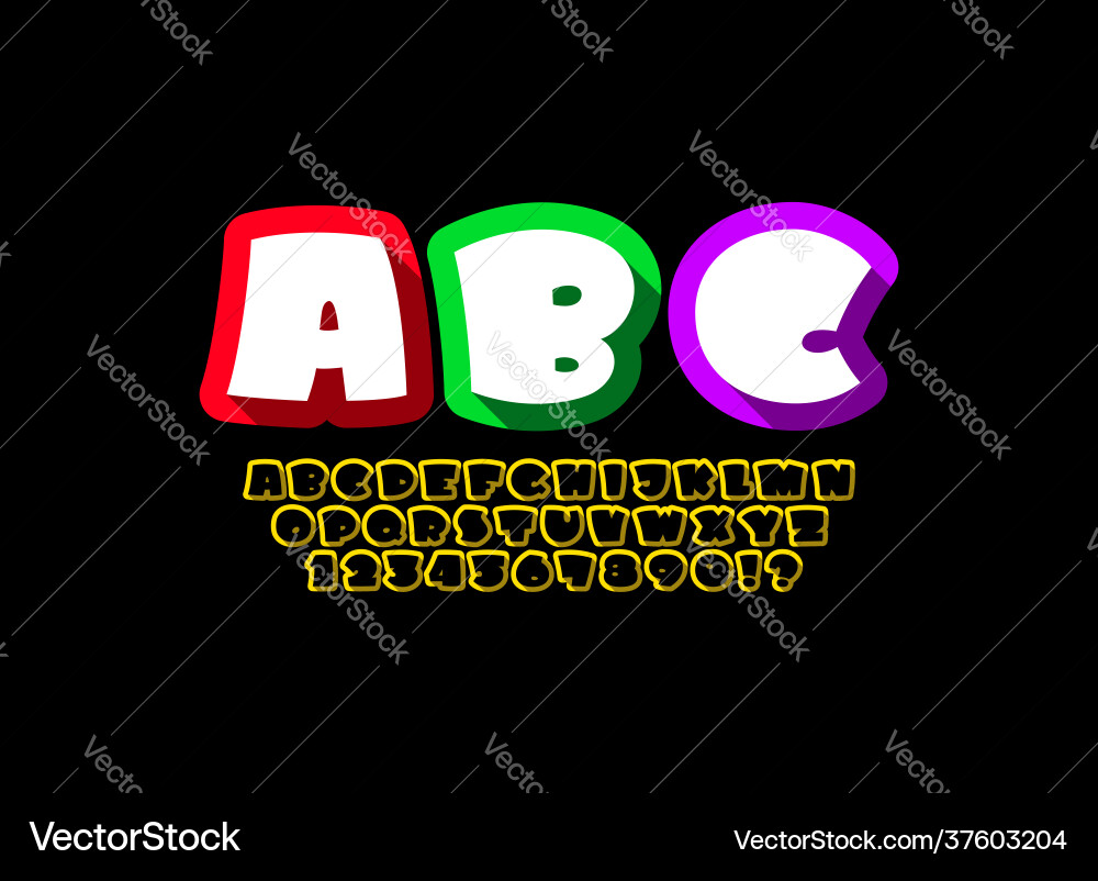 Rounded font trendy cartoon multi color alphabet Vector Image