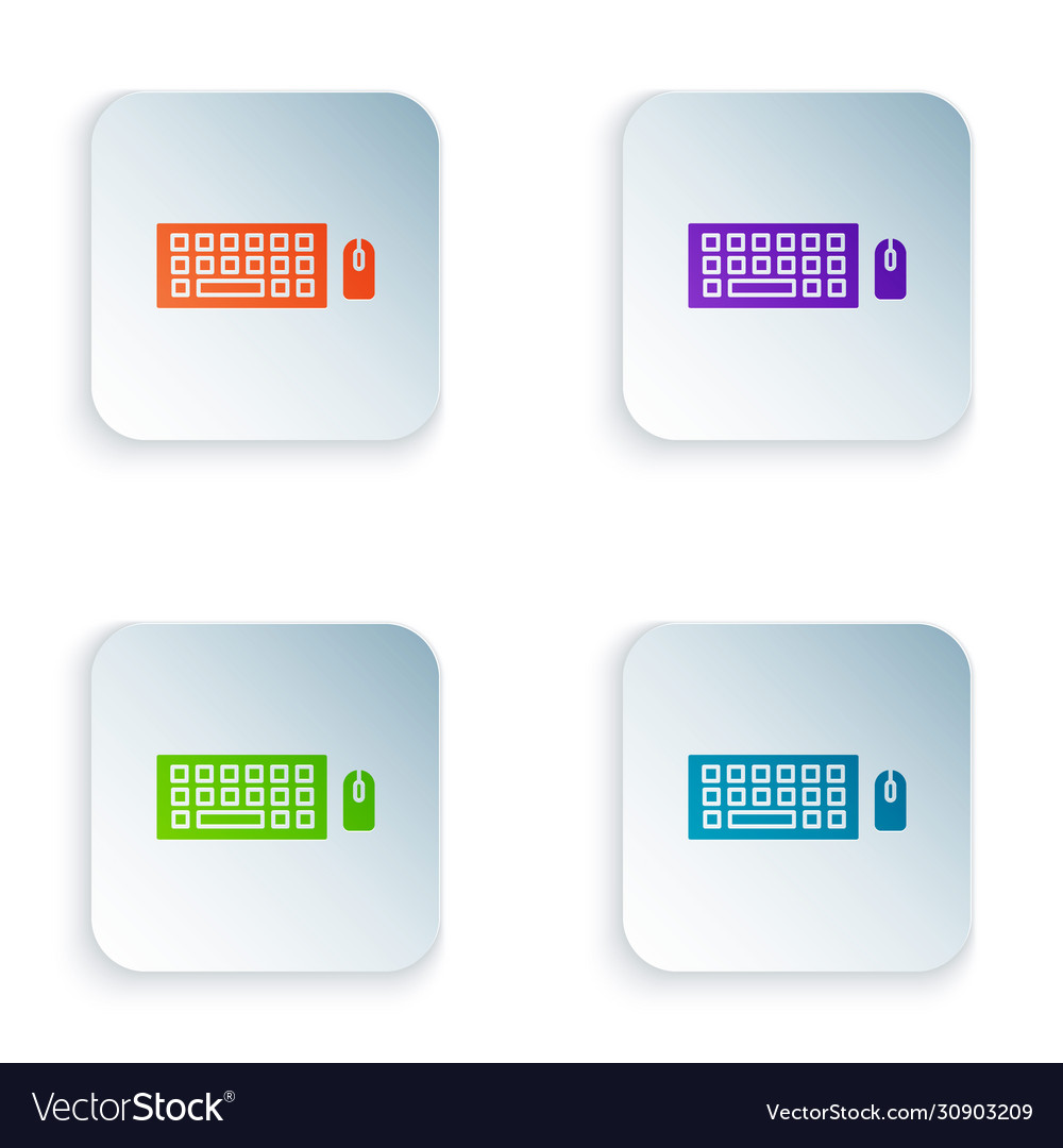 Color Computer Keyboard And Mouse Icon Isolated Vector Image