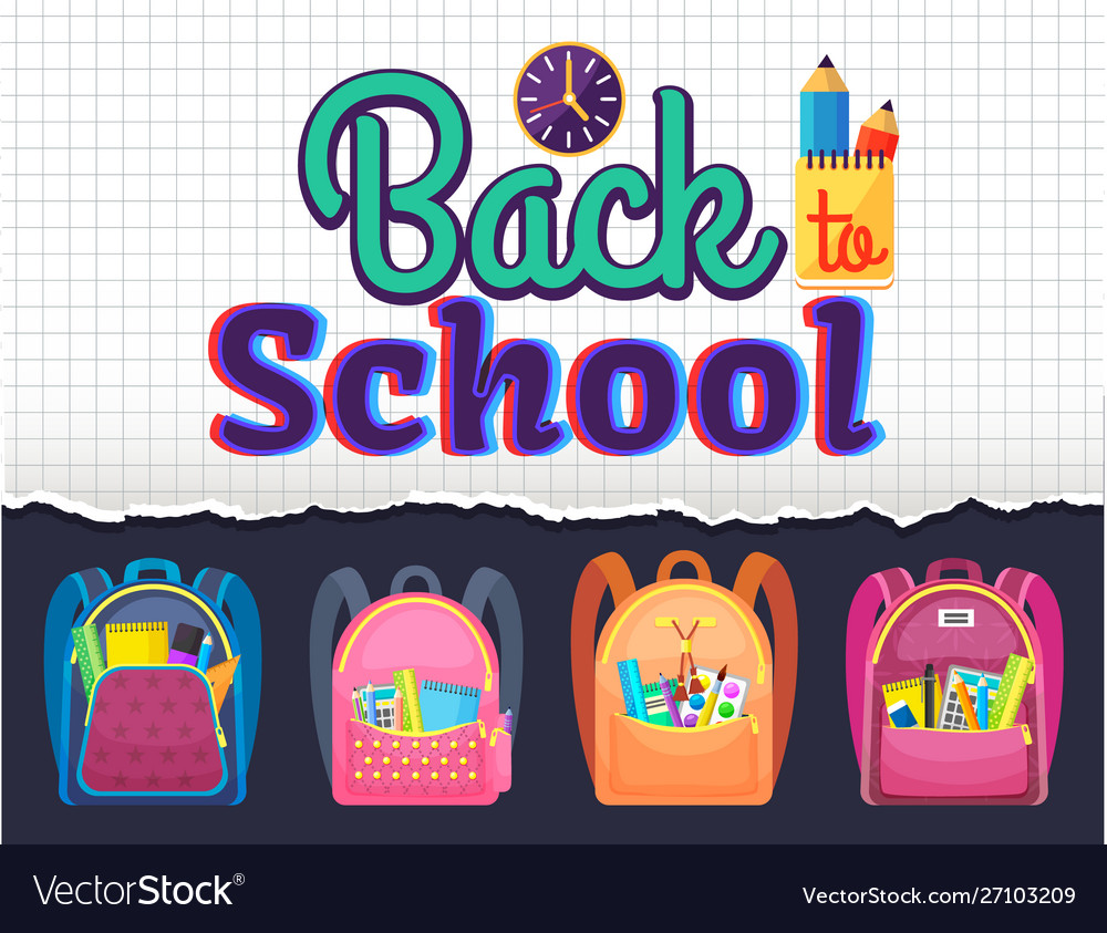 Colored school backpack back Royalty Free Vector Image