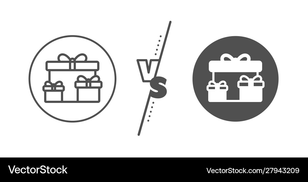 Gift boxes line icon present sign Royalty Free Vector Image