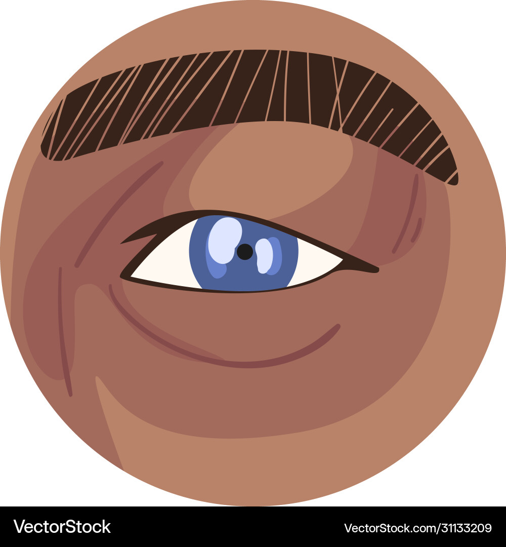Male blue eye in circle part human face Royalty Free Vector