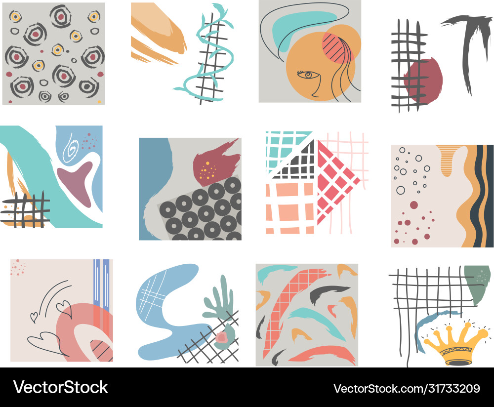 Set abstract backgrounds drawn with various Vector Image