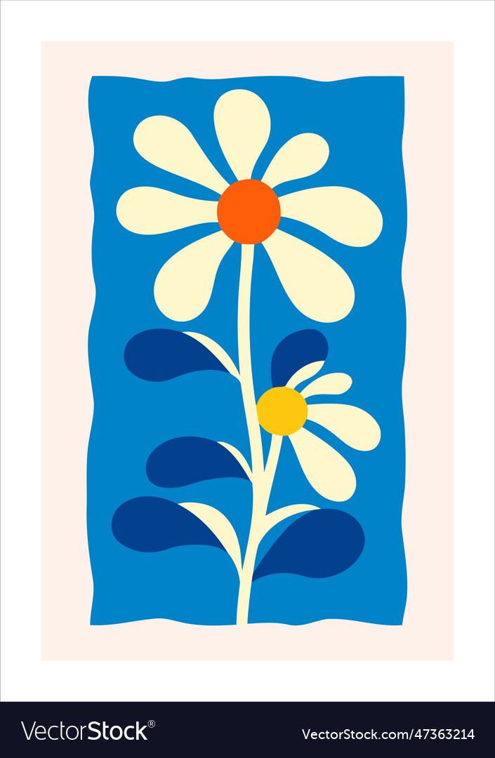 Cute flower print hand drawn in scandinavian Vector Image