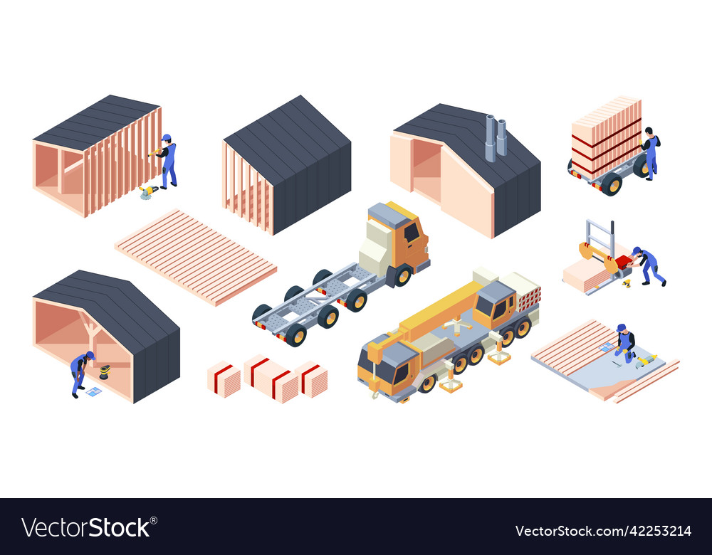 Modular houses real estate building isometric Vector Image