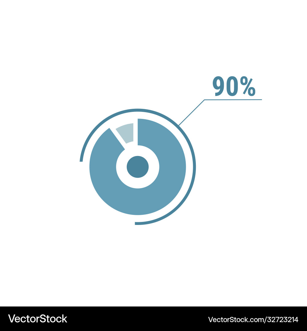 Ninety percent chart 90 circle diagram Royalty Free Vector