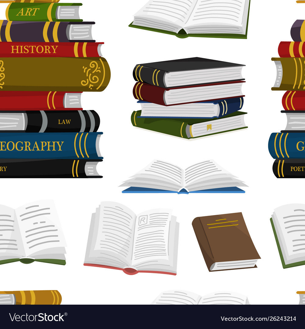 Stack books seamless pattern background Royalty Free Vector