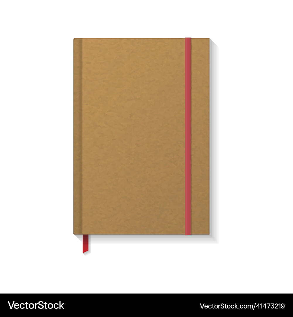 Blank brown kraft paper book notebook red elastic Vector Image
