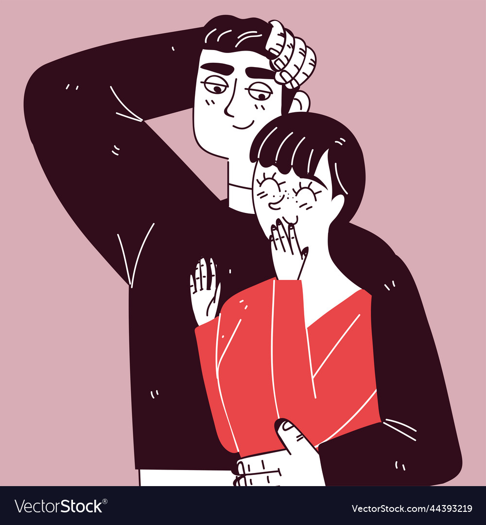 Cute Couple Line Art Royalty Free Vector Image 