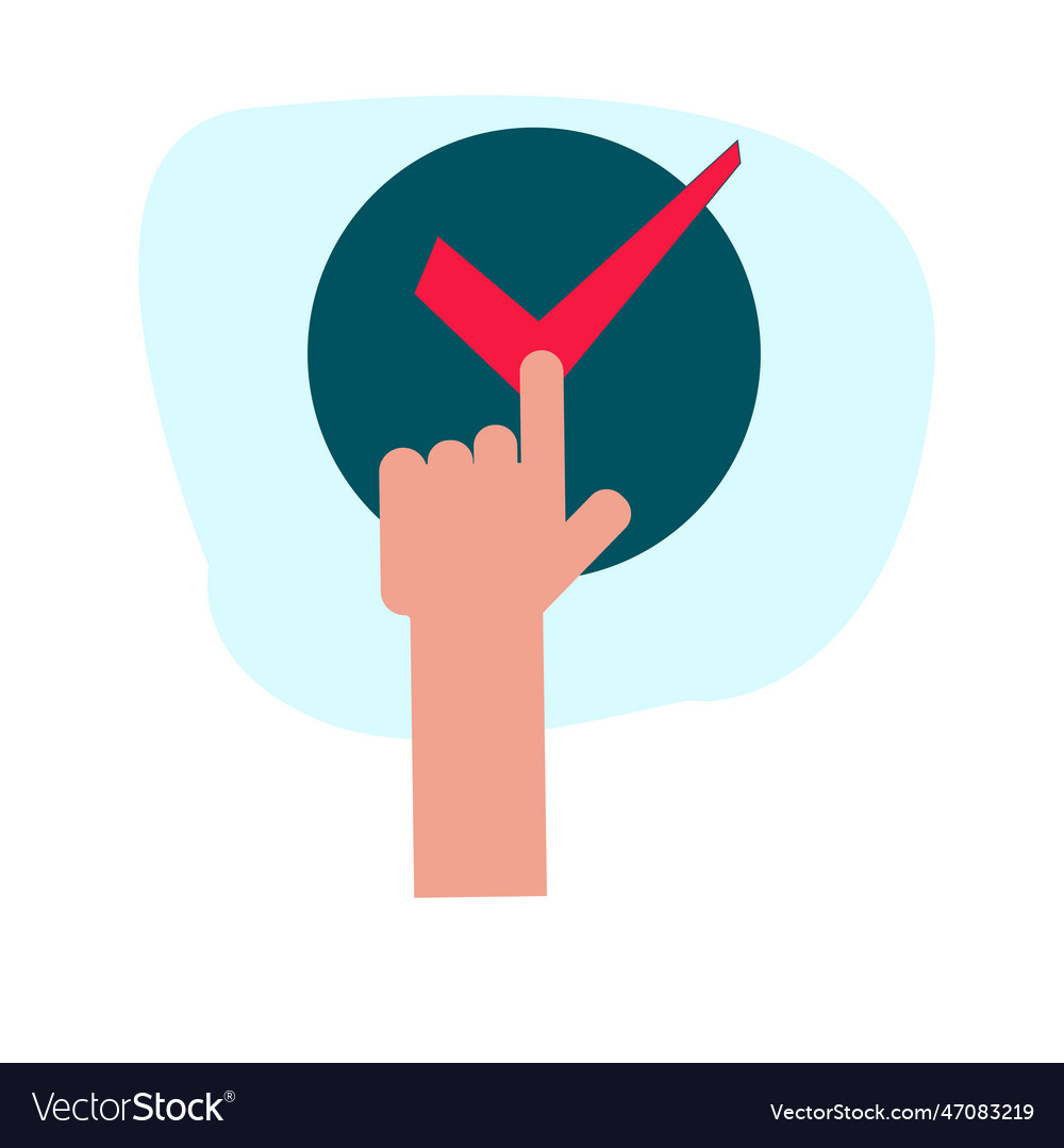 Hand with checkmark Royalty Free Vector Image - VectorStock
