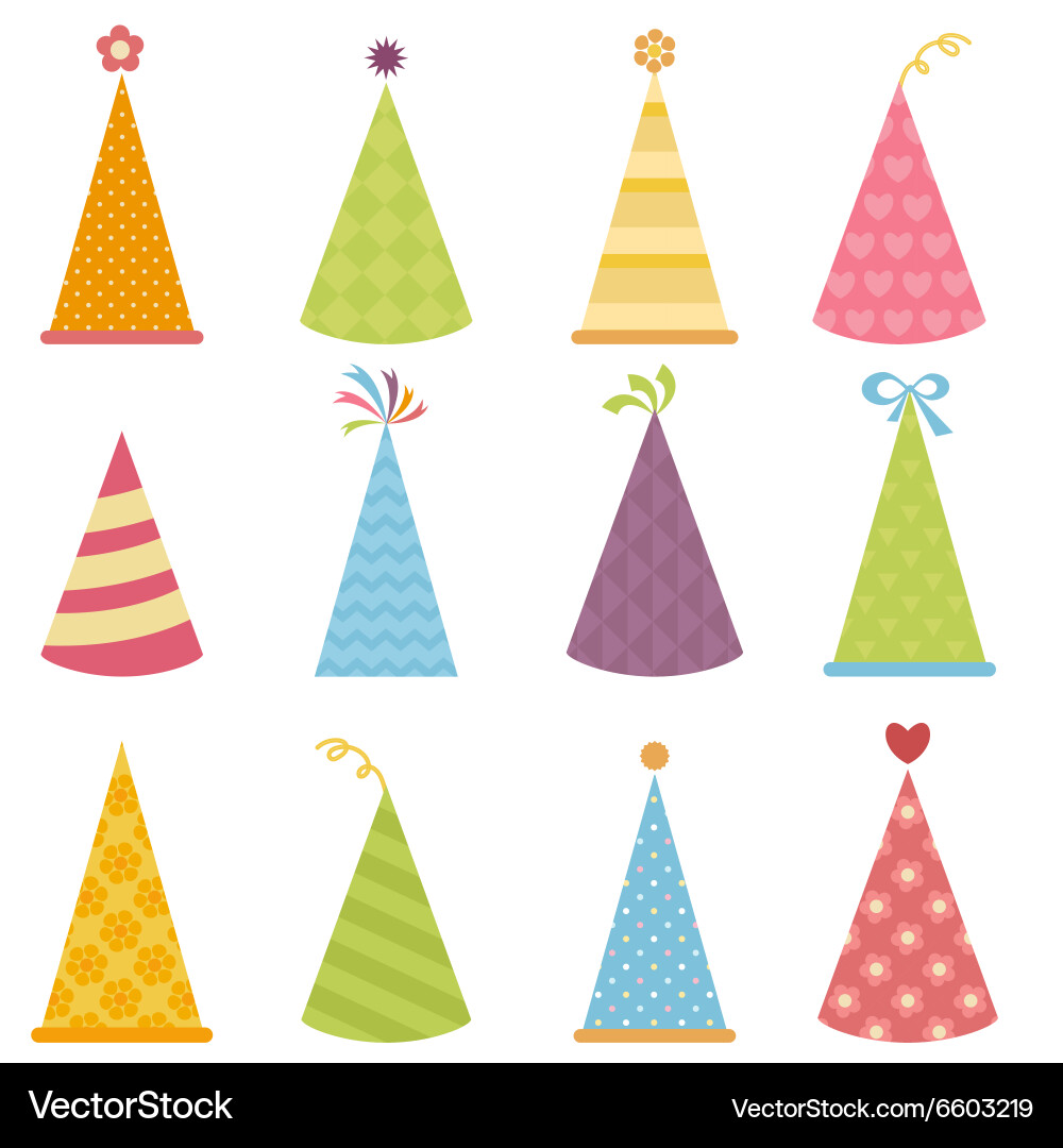 Set colorful party hats Royalty Free Vector Image