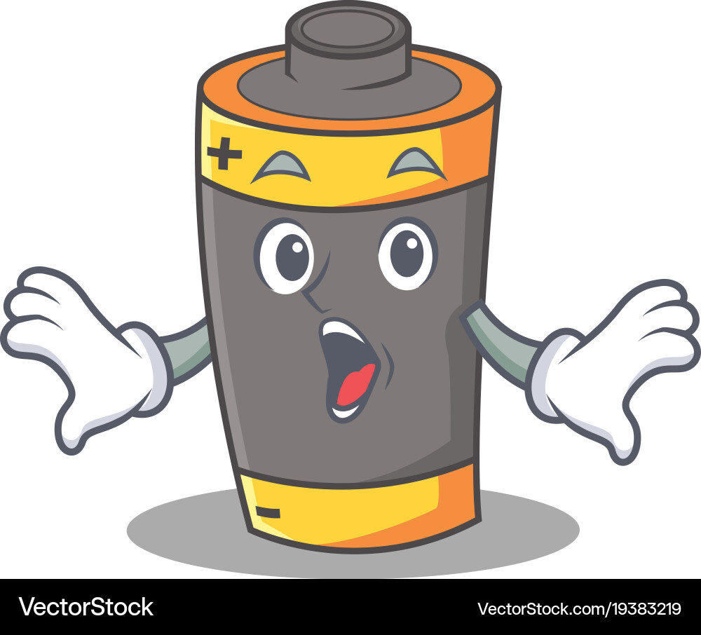Surprised battery mascot cartoon style Royalty Free Vector