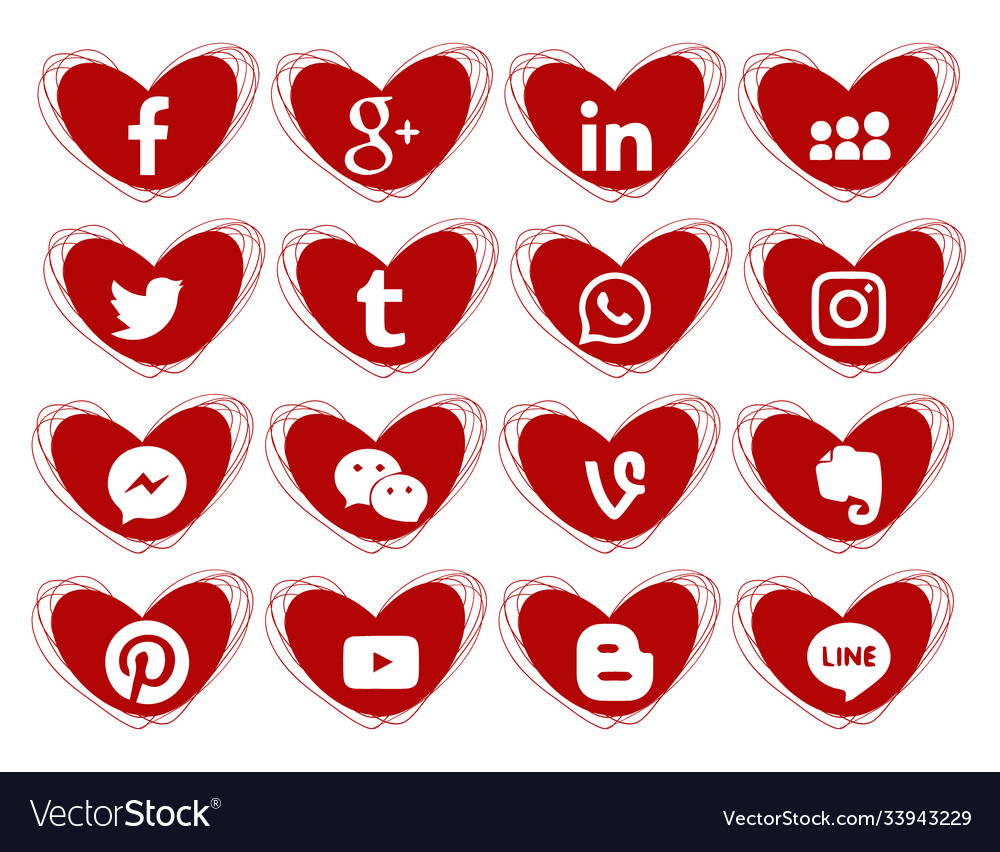 Collection Popular Social Media Icons Royalty Free Vector